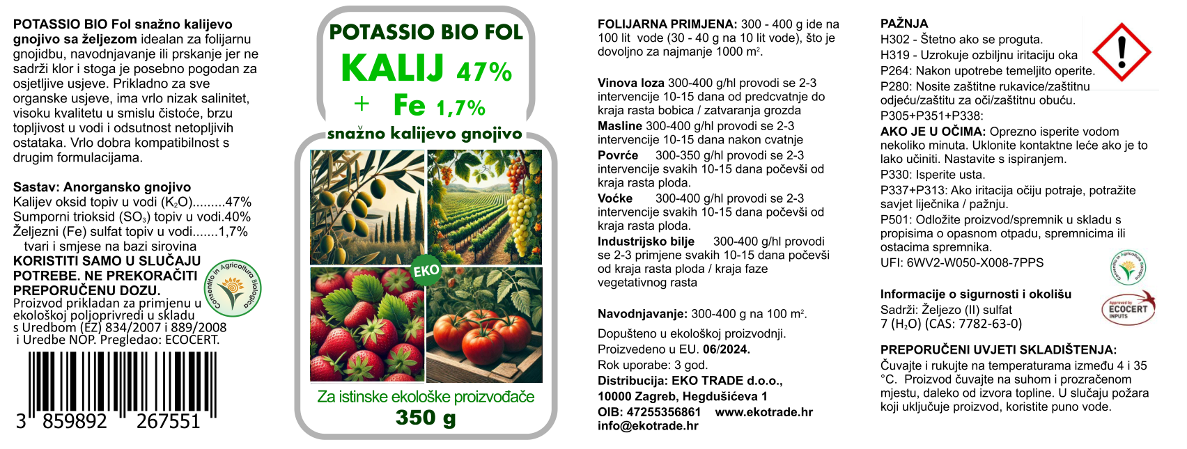 POTASSIO BIO FOL – snažno kalijevo gnojivo (kalij 47% sa željezom Fe 1 ...